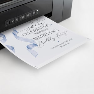 Blue Bow Birthday Welcome Sign Printable Template, Fancy Coquette Bow ...