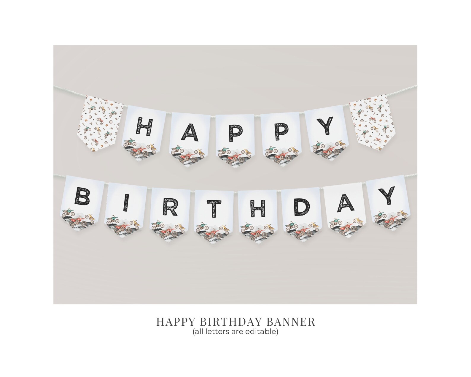 Dirt Bike Fast One First Birthday Bundle Printable Template, Little ...