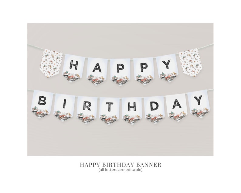Dirt Bike Fast One First Birthday Bundle Printable Template, Little ...