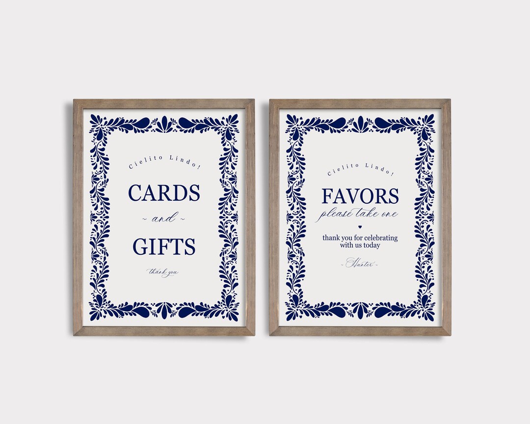 Blue Talavera Cards & Gifts and Favors Sign Printable Template, Spanish ...