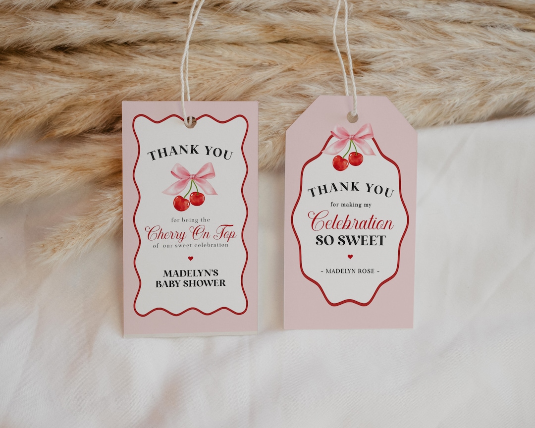 Cherry Sweet Favor Tags Printable Template, Cherry on Top Theme Spring ...