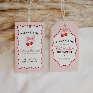 Cherry Sweet Favor Tags Printable Template, Cherry on Top Theme Spring ...