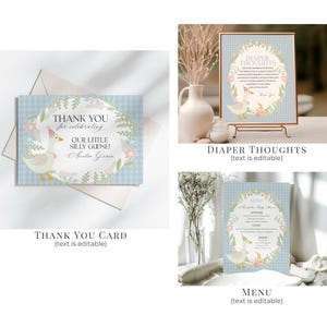 Blue Floral Silly Goose Baby Shower Bundle Printable Template, Little ...