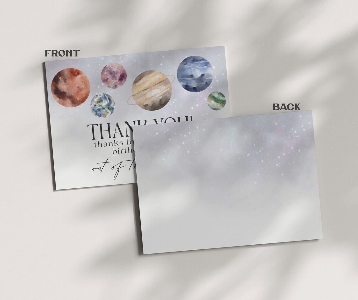 Outer Space Thank You Card Printable Template, Trip Around the Sun Boy ...