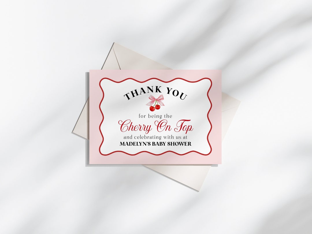 Cherry Sweet Thank You Card Printable Template, Cherry on Top Theme ...