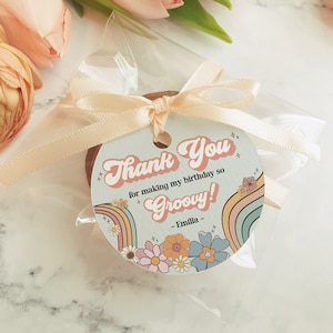 Groovy Floral Birthday Party Favor Tags Printable Template, One Groovy ...