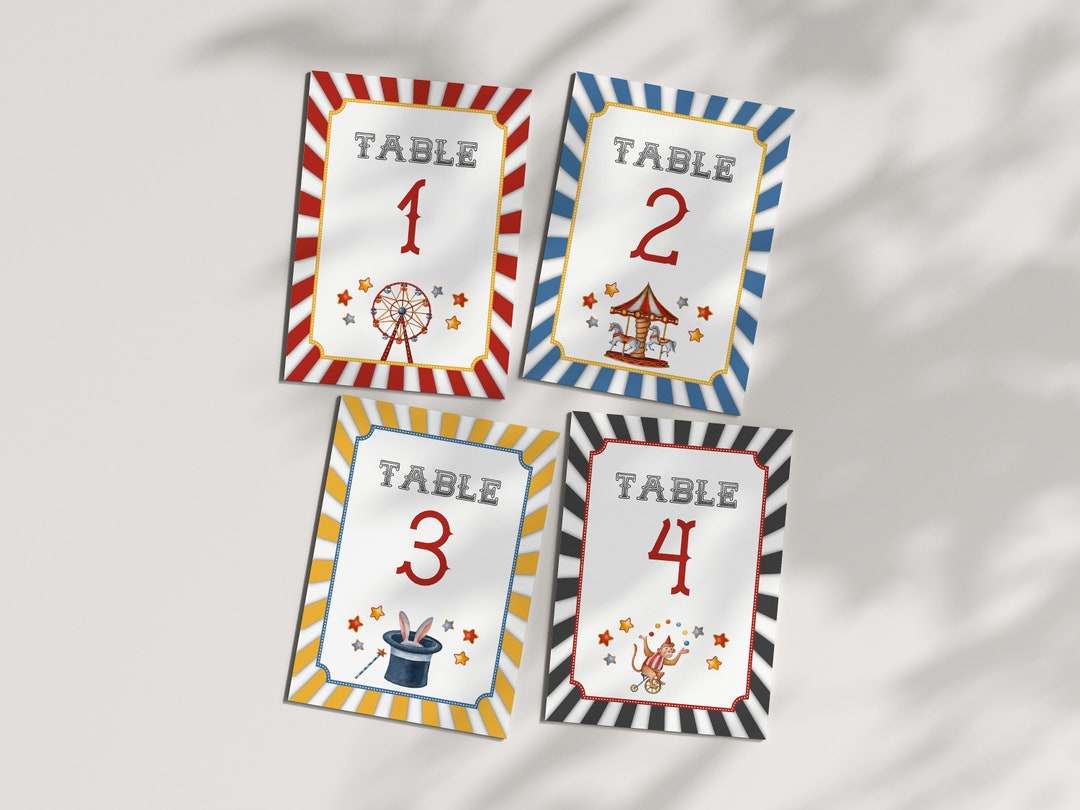 Circus Party Table Numbers Printable Template, Baby Shower or Birthday ...