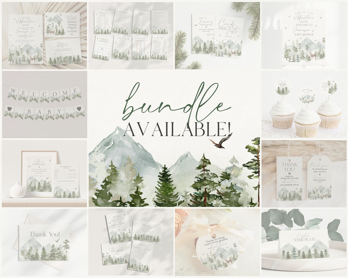 Forest Woodland Favor Tags Printable Template, Wanderlust Baby Shower ...