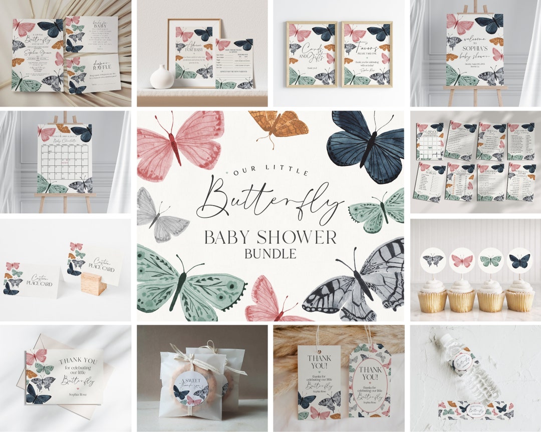 Butterfly Baby Shower Printable Bundle, Garden Theme (digital Download ...