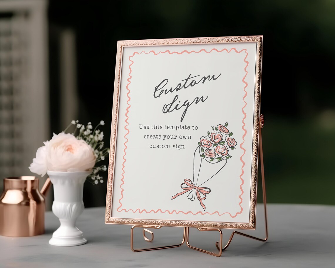 Pink Flower Market Custom Sign Template, Market Bridal Shower ...