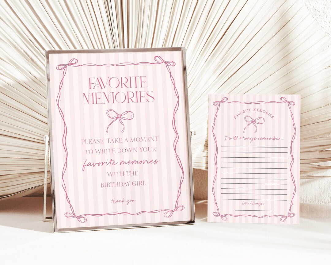 Pink Coquette Bow Favorite Memories Birthday Girl Template, Pastel Pink ...