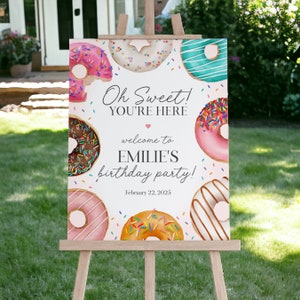 Donut Sprinkles Birthday Party Welcome Sign Template, Sweet Donut ...