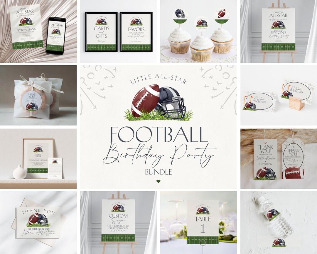 Football Birthday Bundle Printable Template, Little All-star Theme ...