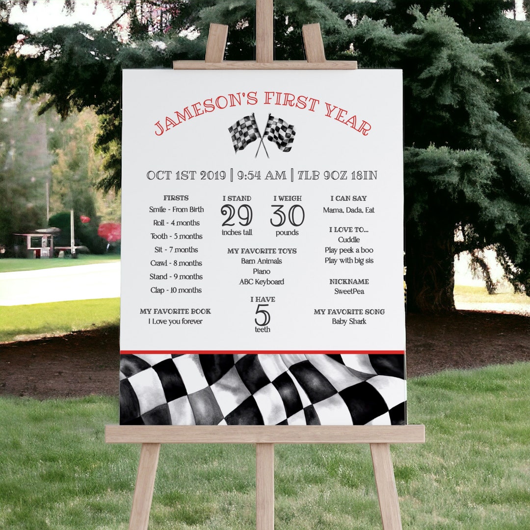 Red Race Car First Year Milestone Sign Instant Download, Little Racer ...
