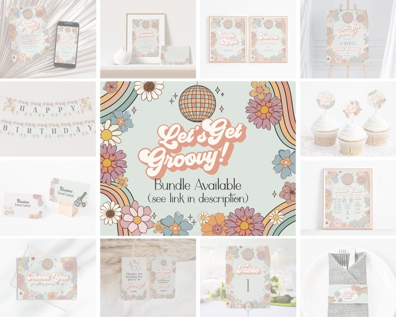 Groovy Floral Custom Sign Printable Party Decor, Groovy Baby Shower or ...