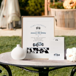 Blue Race Car Time Capsule Printable Template, Race on Over Birthday ...