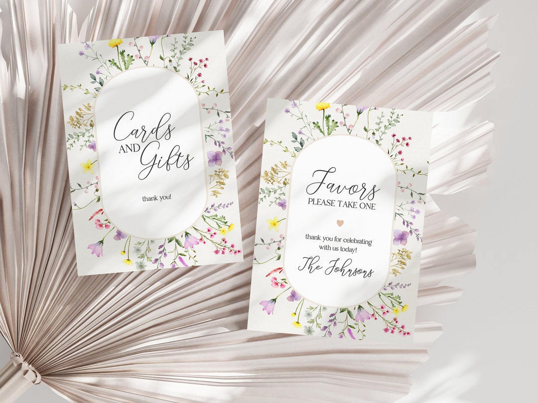 Delicate Wildflower Cards and Gifts Sign and Favors Signage Printable ...
