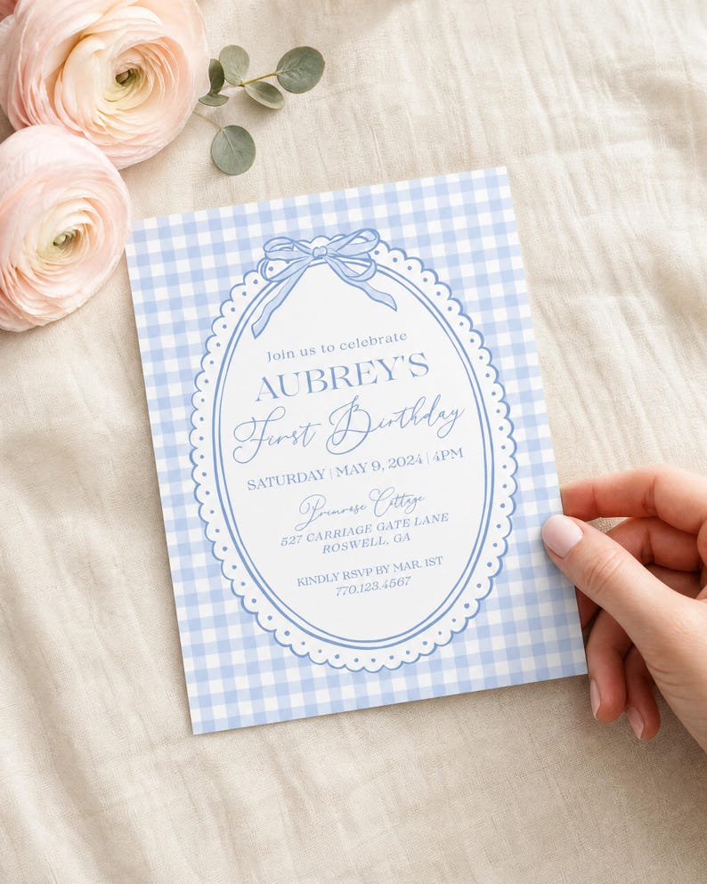 Birthday Invitation Template, Editable Girl Birthday Invite, Blue ...