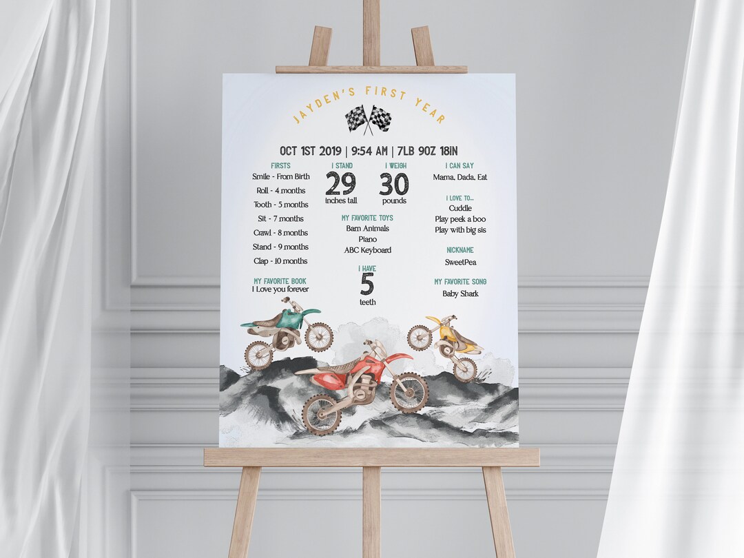 Dirt Bike First Year Milestone Sign Instant Download, Little Racer is a ...