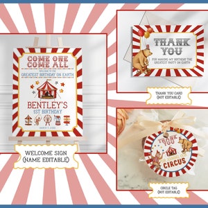 Circus Theme Birthday Party Bundle Template, Printable Gender Neutral ...