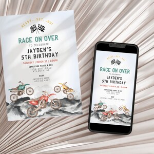 Dirt Bike Birthday Bundle Any Age Printable Template, Race on Over ...