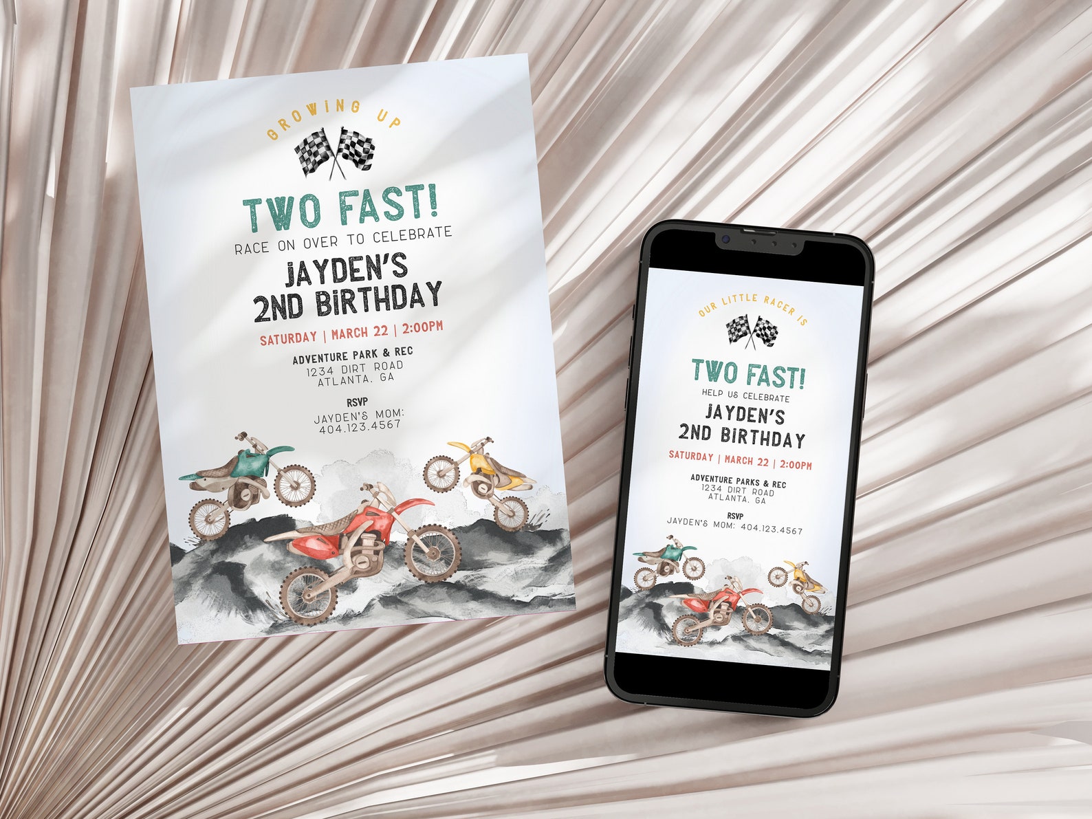 Dirt Bike Two Fast Second Birthday Bundle Printable Template, Little ...