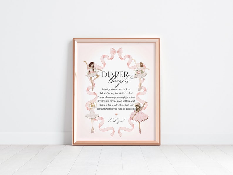 Little Ballerina Baby Shower Diaper Thoughts Sign, Instant Download ...
