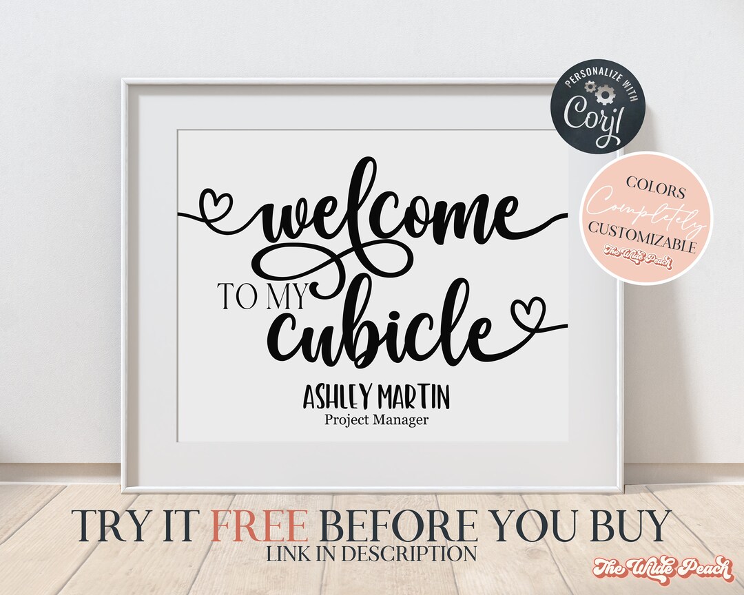 Welcome to My Cube Printable, Feminine Office Wall Decor for Women ...