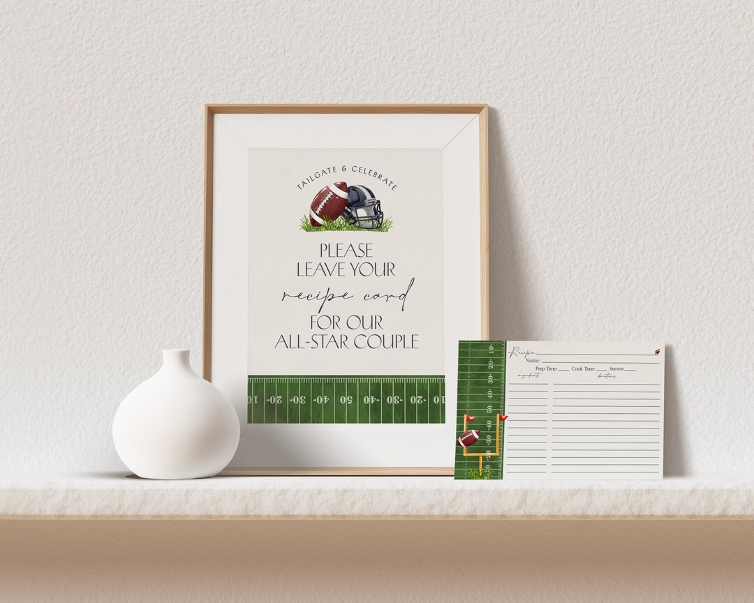 Football Recipe Card Printable Template for Couples Shower, Tailgate ...