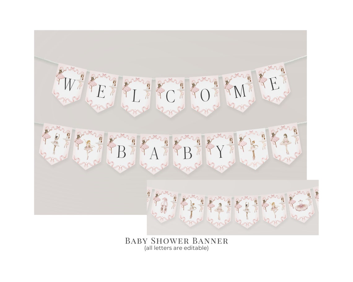 A Little Ballerina Baby Shower Bundle Printable Template, Tutu Excited ...