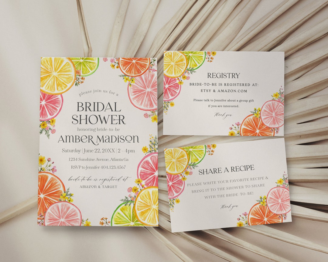 Citrus Floral Bridal Shower Invitation Printable Template, Main Squeeze ...