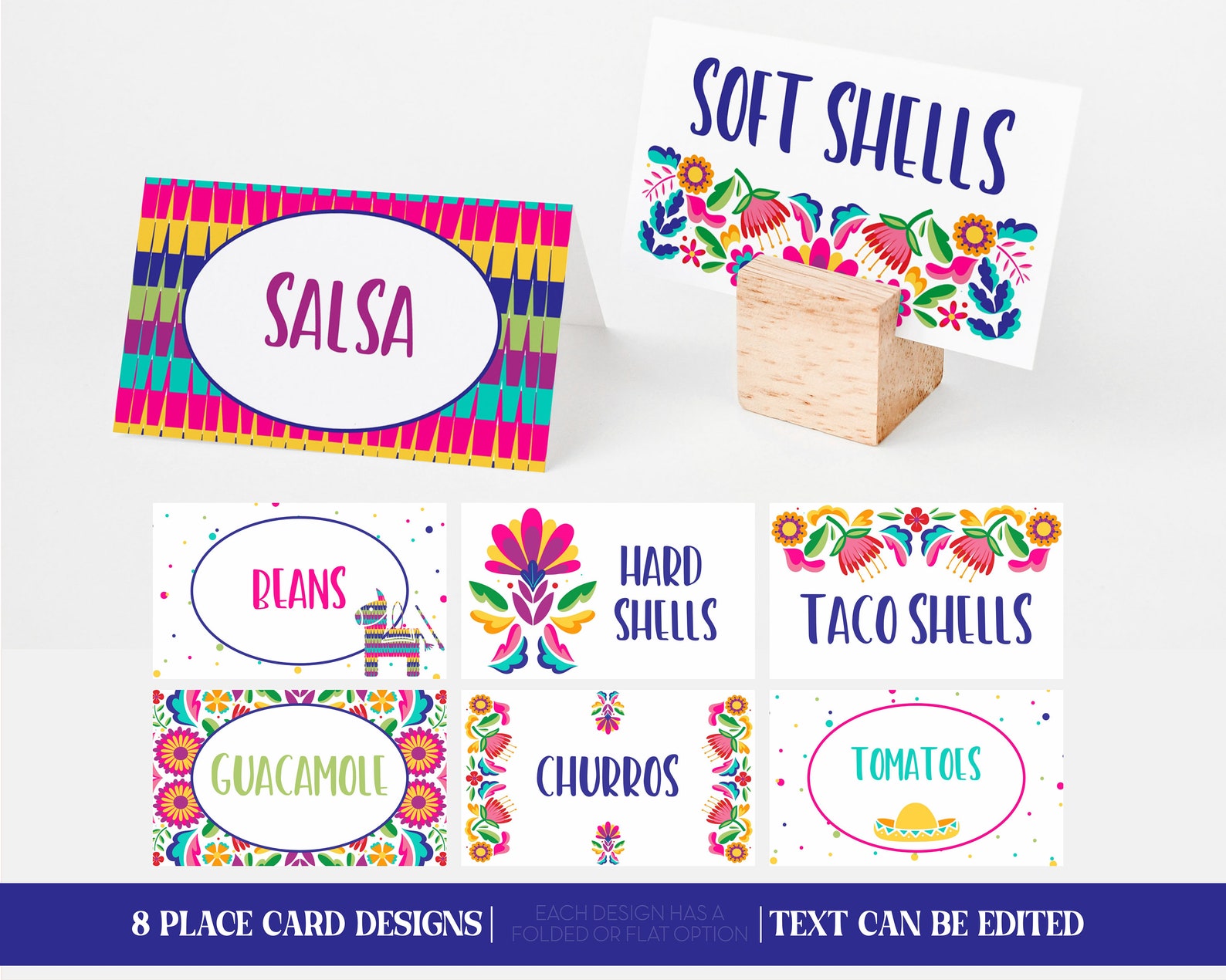 Fiesta Place Cards Printable Template, Easy to Edit Fiesta Birthday ...