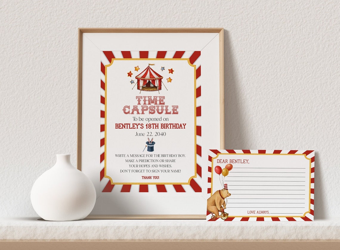Circus Theme Time Capsule for Birthday Party Instant Download, Carnival ...