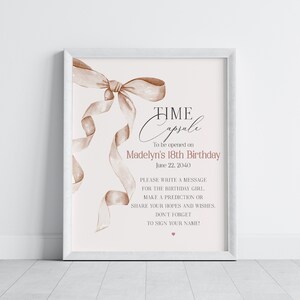 Beige Bow Time Capsule Printable Template, Neutral Preppy Coquette Bow ...