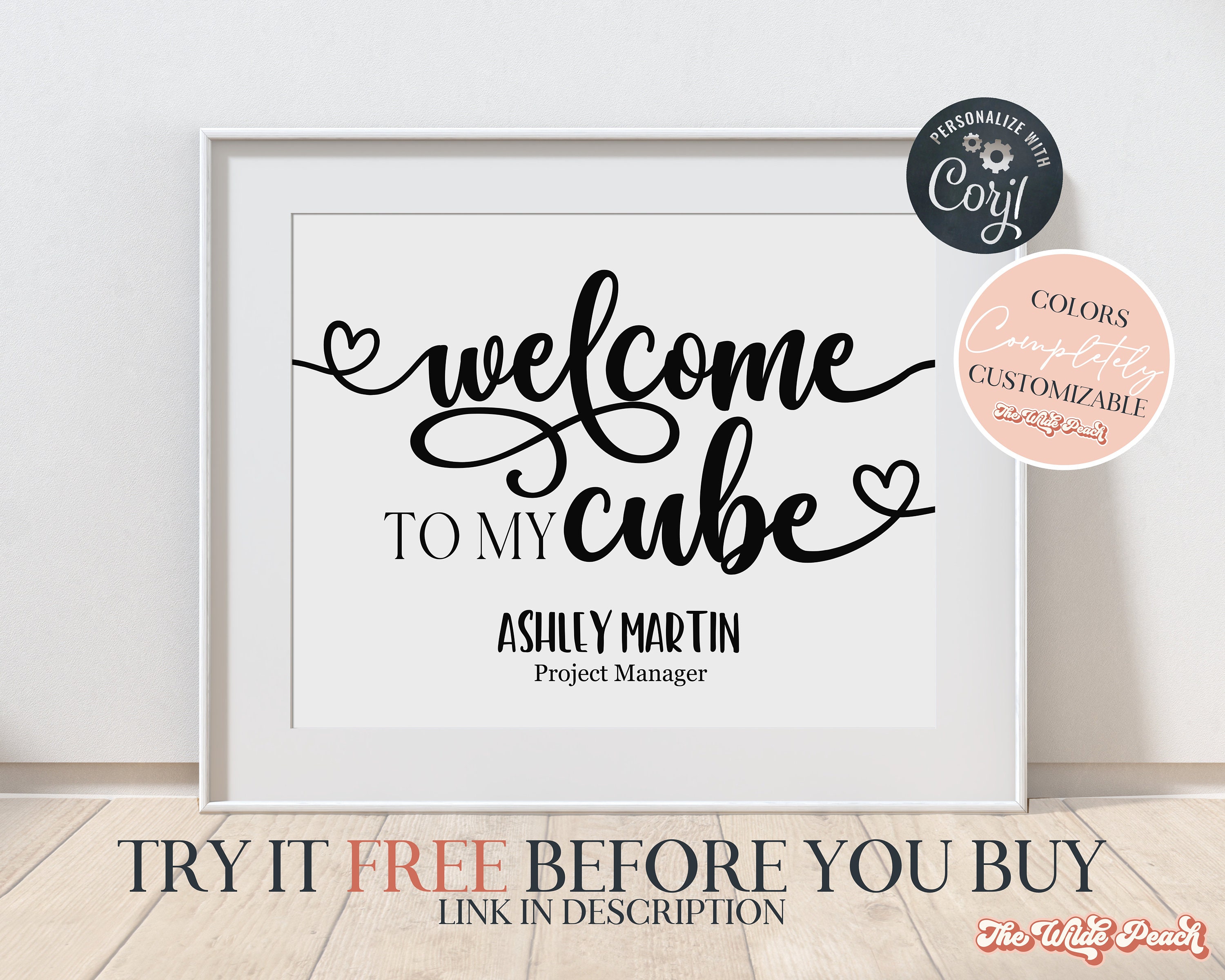 Welcome to My Cube Printable, Feminine Office Wall Decor for Women ...