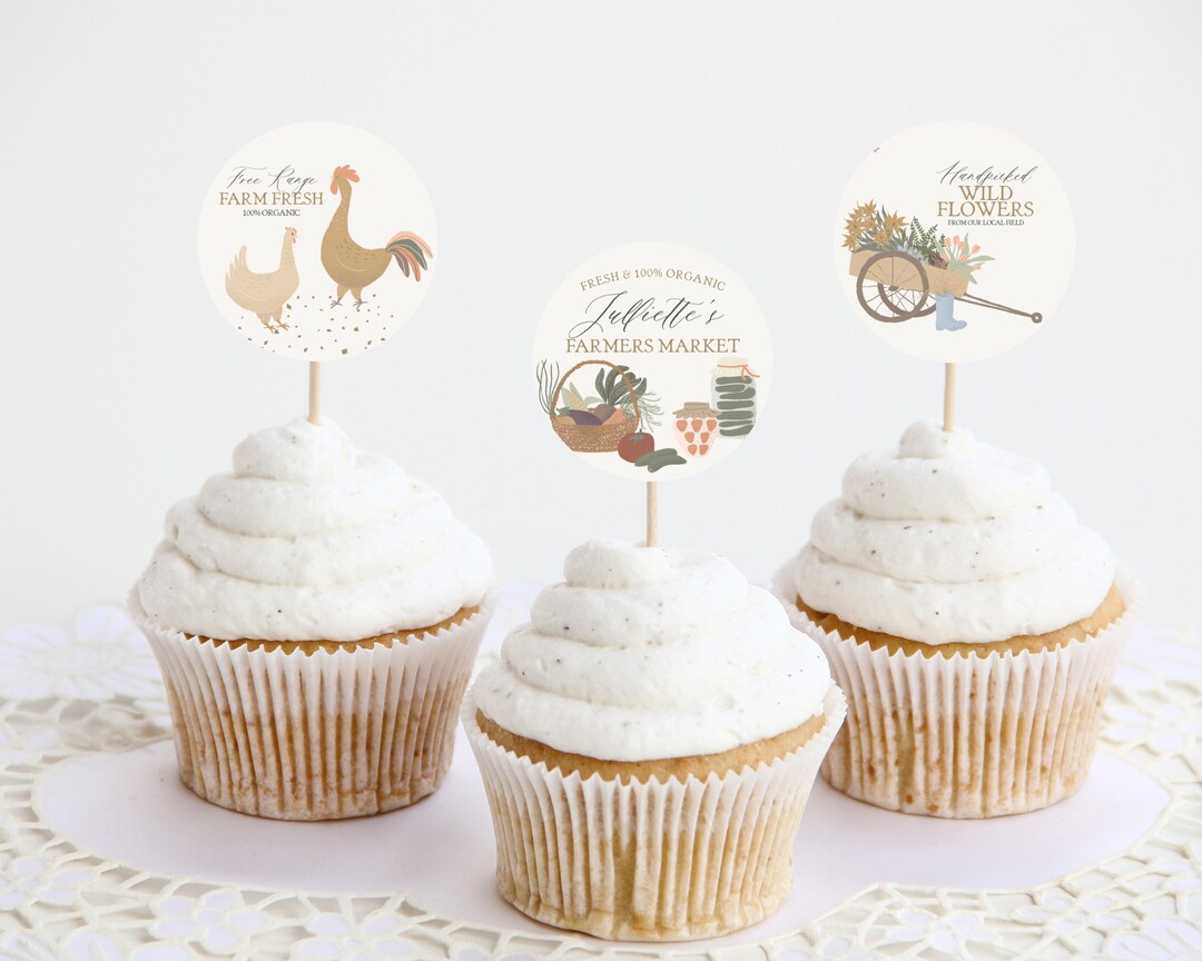 Farmers Market Cupcake Toppers Printable for Baby Birthday and Bridal ...