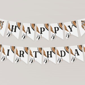 Jungle Siberian Tiger Birthday Party Banner Printable Decor, First ...