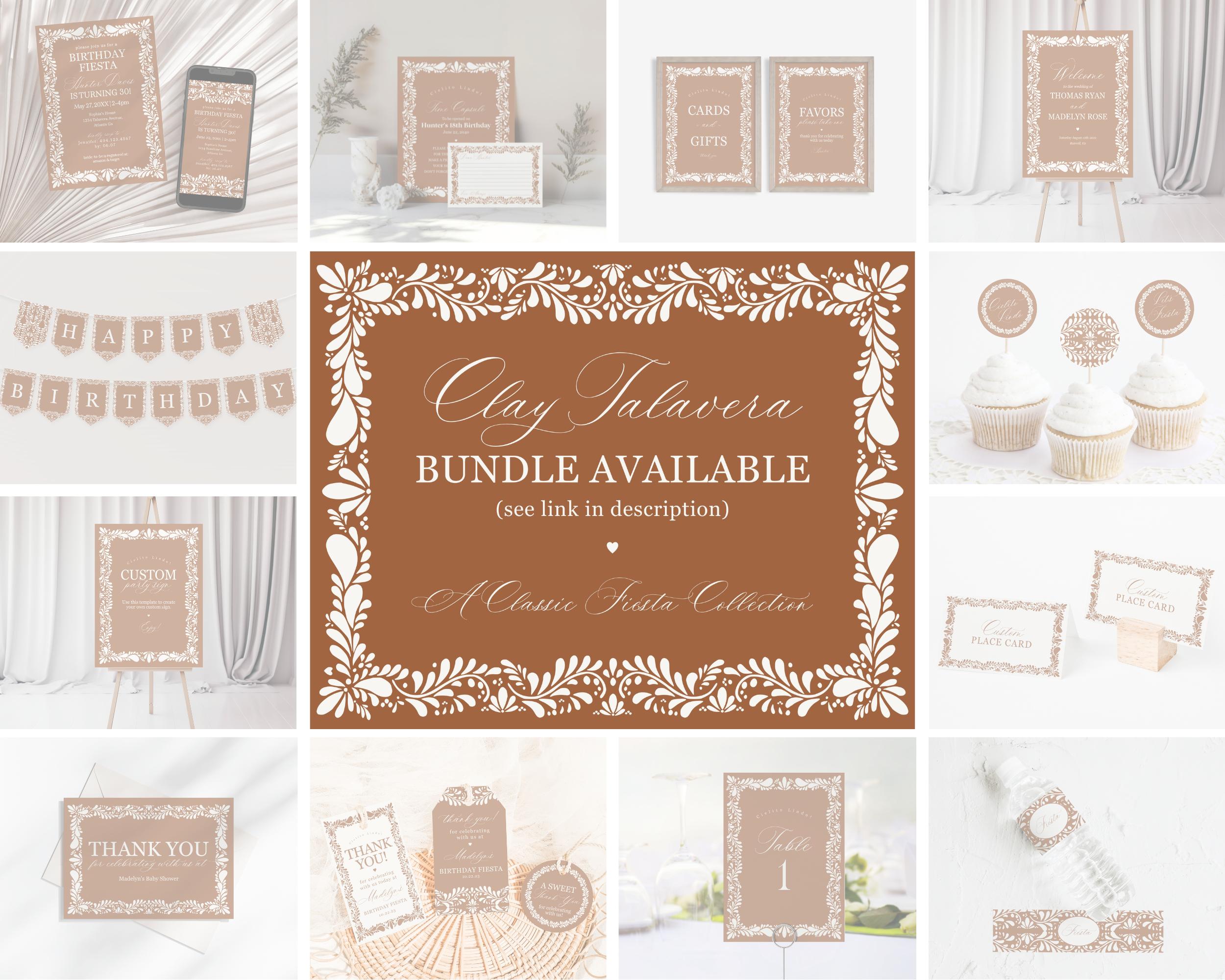 Clay Talavera Birthday Favor Tags Template, Burnt Orange Spanish Tile ...