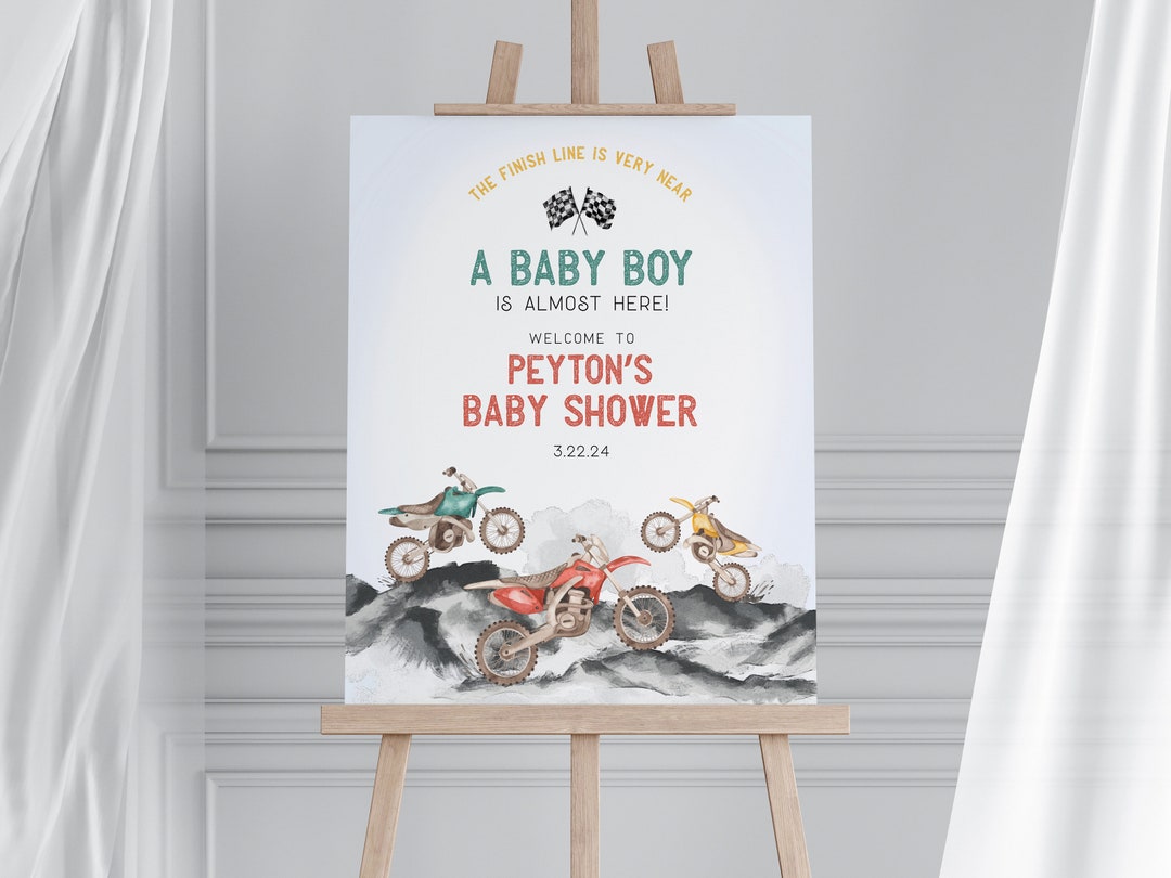 Dirt Bike Baby Shower Welcome Sign Printable Template, Race on Over ...