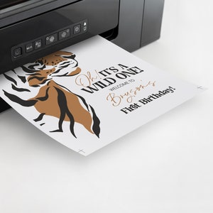 Jungle Siberian Tiger First Birthday Welcome Sign Template, Little ...