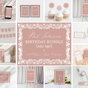 Pink Talavera Birthday Bundle Printable Template, Spanish Mexican ...