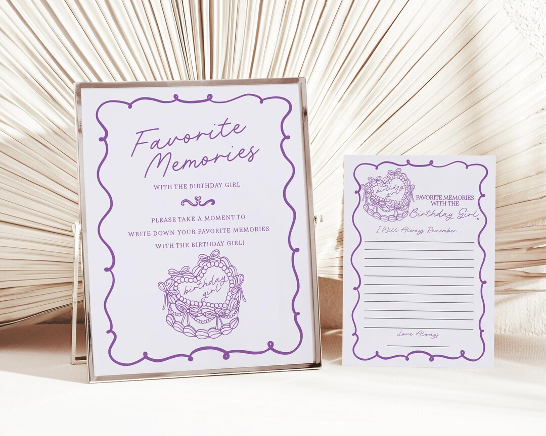 Purple Retro Coquette Heart Cake Favorite Memories Birthday Girl ...