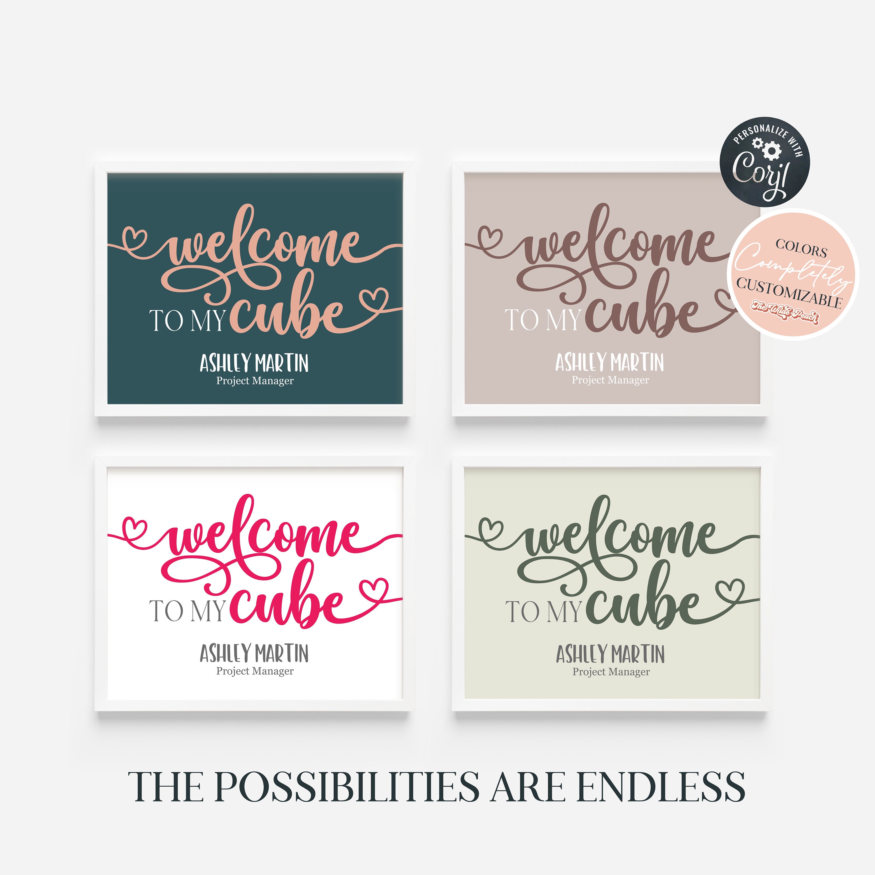 Welcome to My Cube Printable Feminine Office Wall Decor for | Etsy