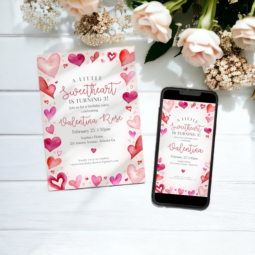 Little Sweetheart Birthday Invitation Bundle Instant Download, February ...