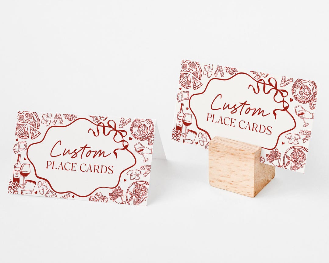Red Pasta Place Cards Printable Template, Special Delivery Baby Shower ...