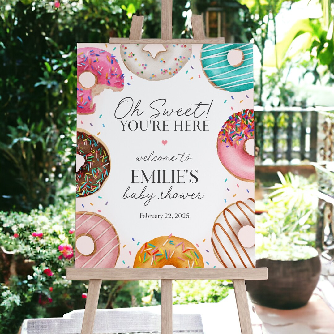 Donut Sprinkles Baby Shower Welcome Sign Template, Donuts and Diapers ...