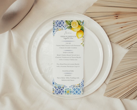 Tuscan Themed Wedding Menu Italian Wedding Plated Menu GTA Caterer