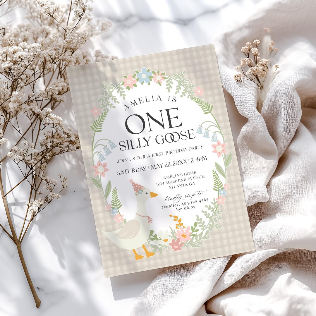 Plantilla imprimible de invitación para primer cumpleaños con diseño de ...