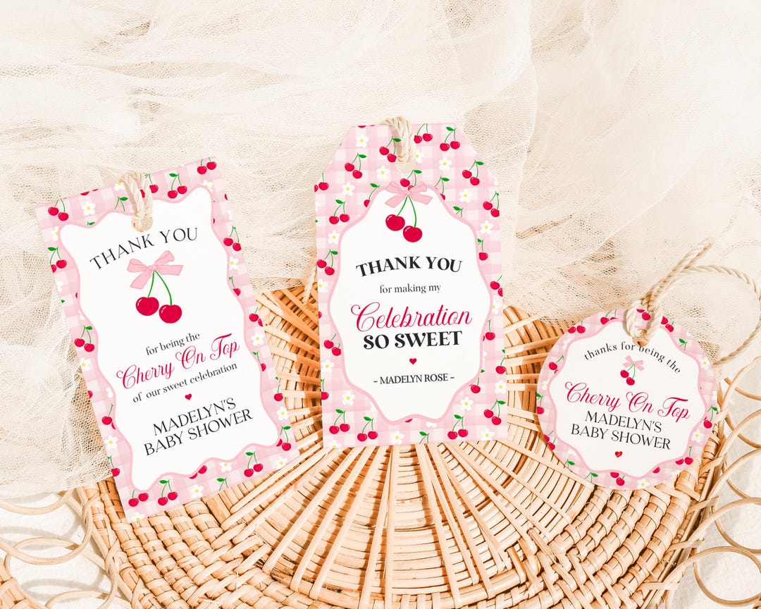 Plantilla de etiquetas para baby shower con estampado de cuadros vichy ...