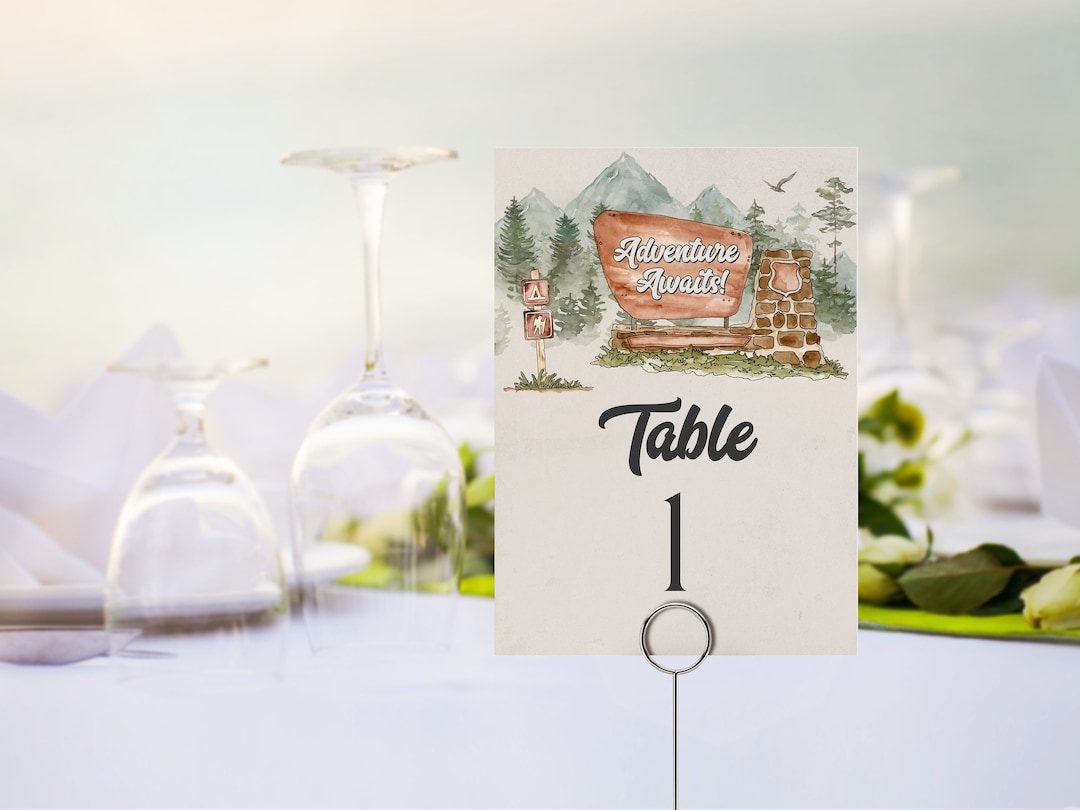 National Park Table Numbers Printable Template, Woodland Outdoor Baby ...